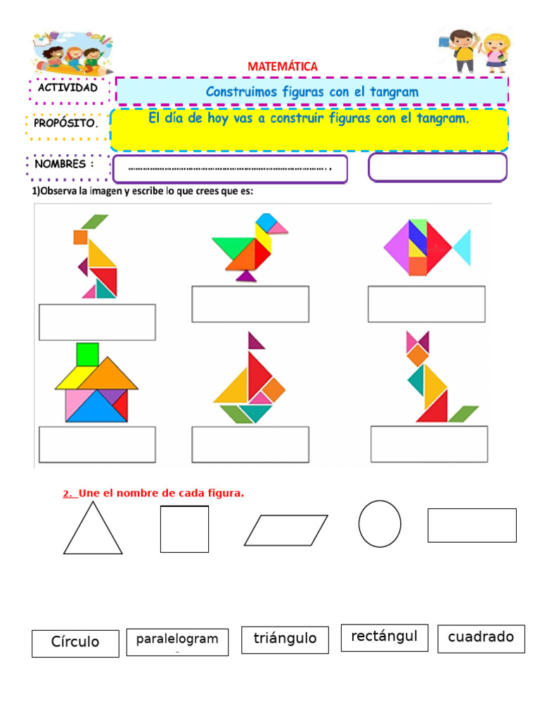 Ficha JUGAMOS CON EL TANGRAM MAT | PDF