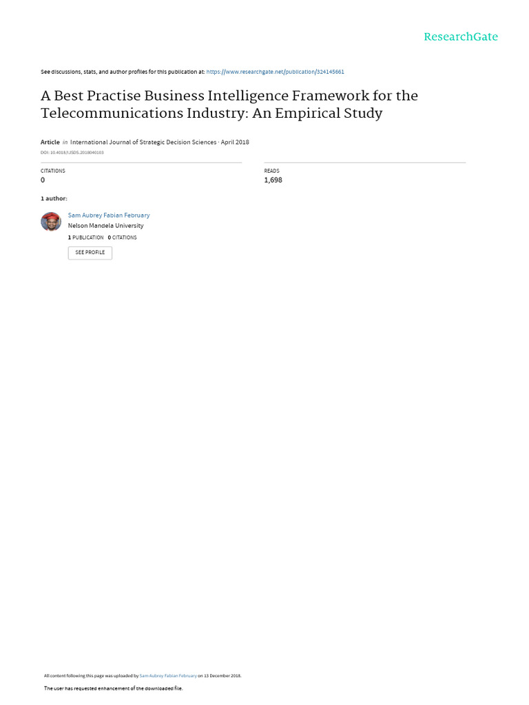 A Best Practise Business Intelligence Framework Fo | PDF | Business ...