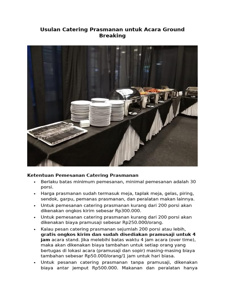 Catering Prasmanan Untuk Acara | PDF
