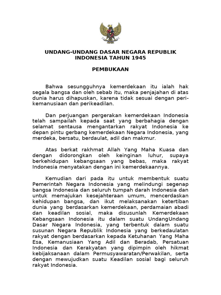 Teks UUD 1945 Dan Panca Prasetya | PDF