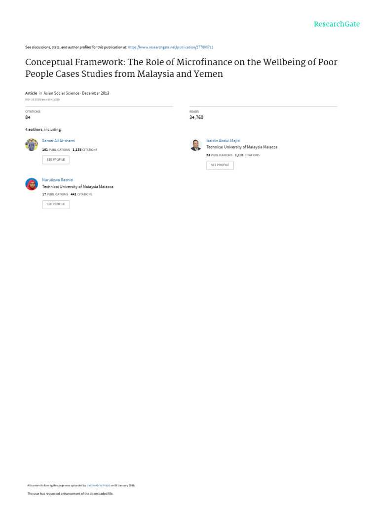 Conceptual Framework The Role of Microfinance On T | PDF | Microfinance | Microcredit