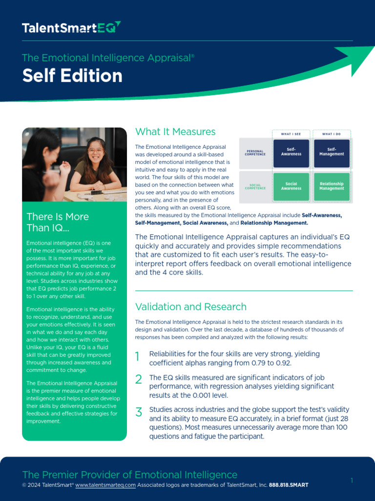 EQ Appraisal Self Factsheet Oct3 | PDF | Emotional Intelligence ...