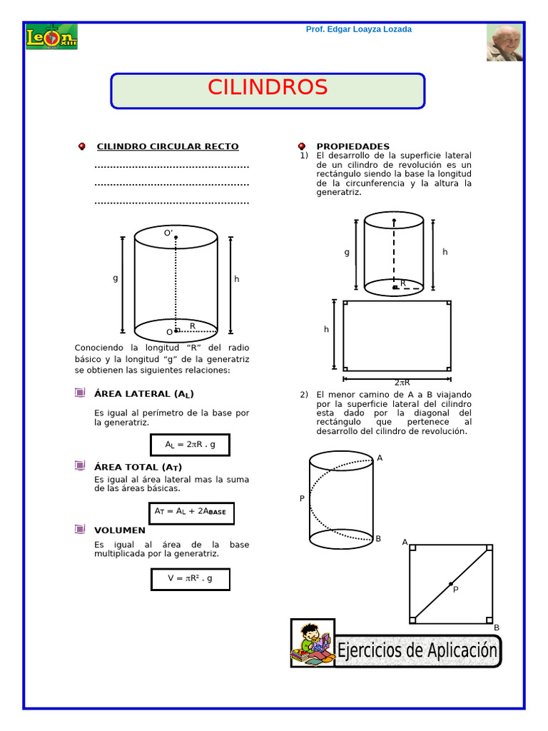 Cálculos de Área y Volumen de Cilindros | PDF | Geometria clasica ...