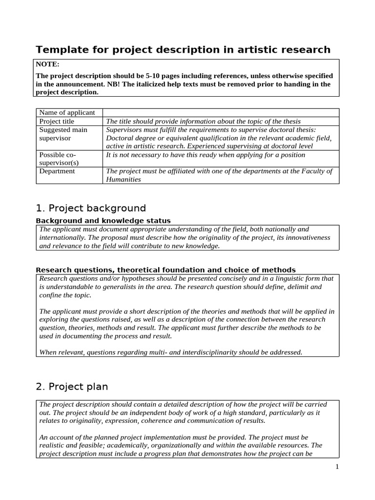 Template Project Description Art | PDF | Thesis | Doctorate