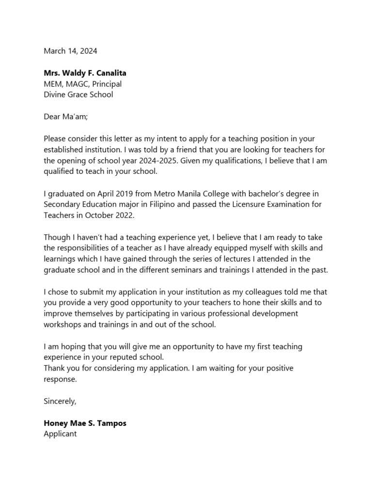 My Application Letter | PDF