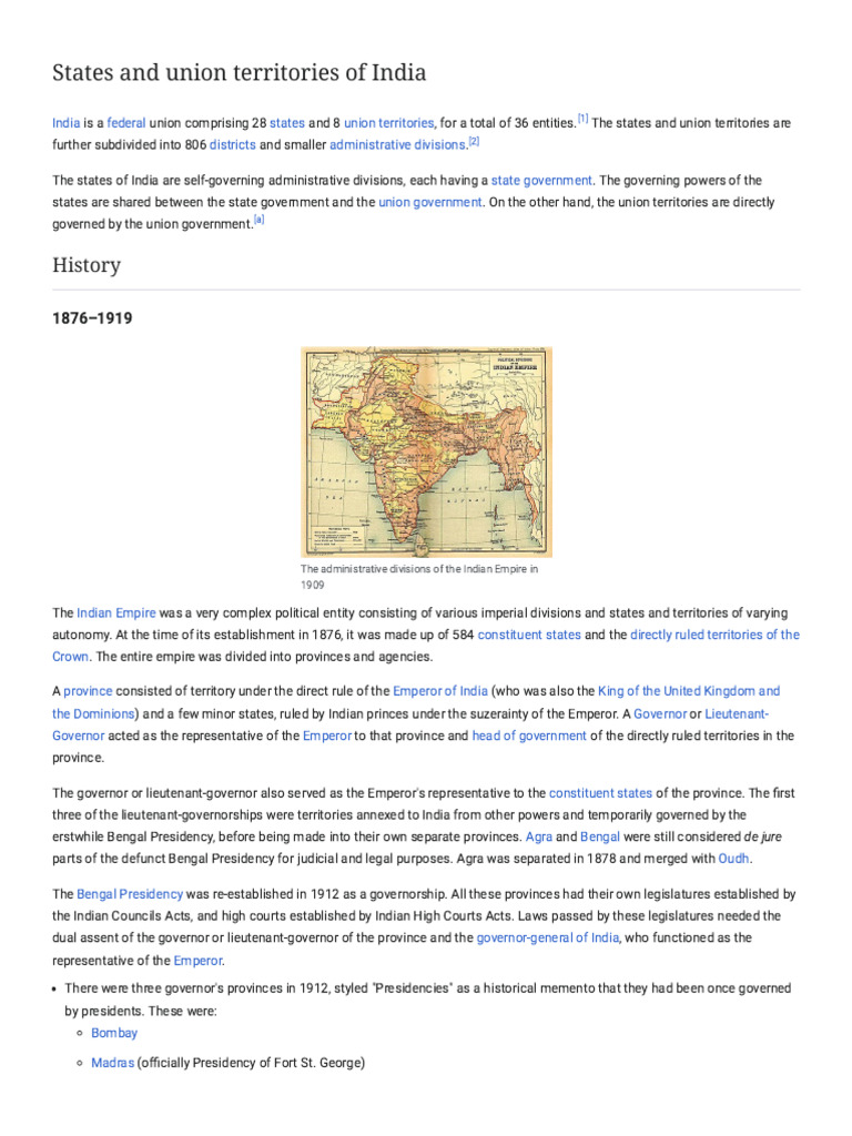 States and Union Territories of India - Wikipedia | PDF | South Asia ...