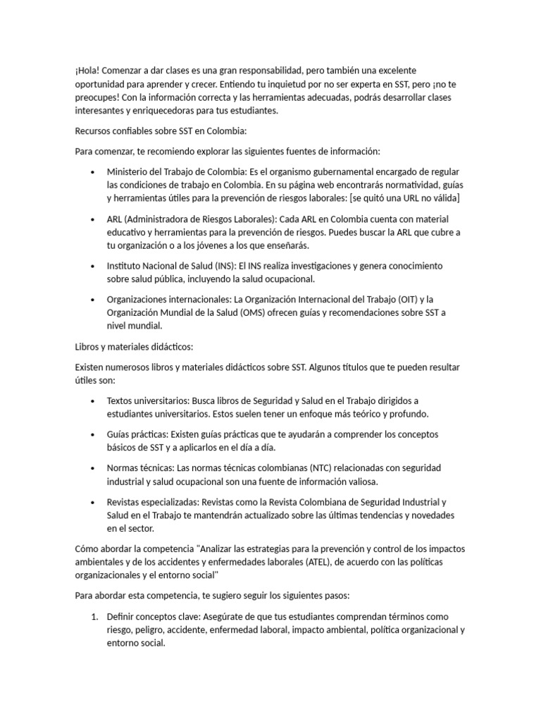 Recursos y Estrategias para Enseñar SST | PDF | Seguridad y salud ocupacional