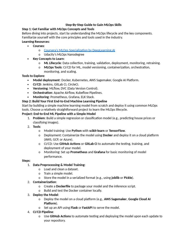 Step-By-Step Guide To Gain MLOps Skills | PDF | Version Control | Cloud ...
