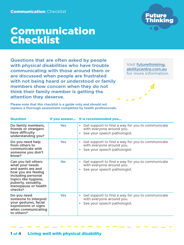 Communication Checklist | PDF | Speech | Communication
