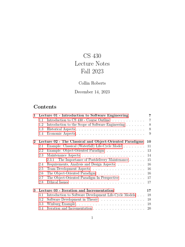 CS430 Lecture Notes | PDF | Software Development Process | Inheritance ...