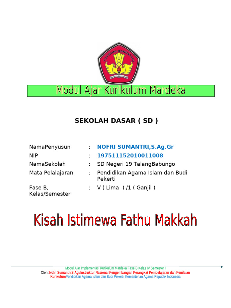 Modul Ajar Kelas 5 Bab 5 Kisah Istimewa Fathu Makkah | PDF