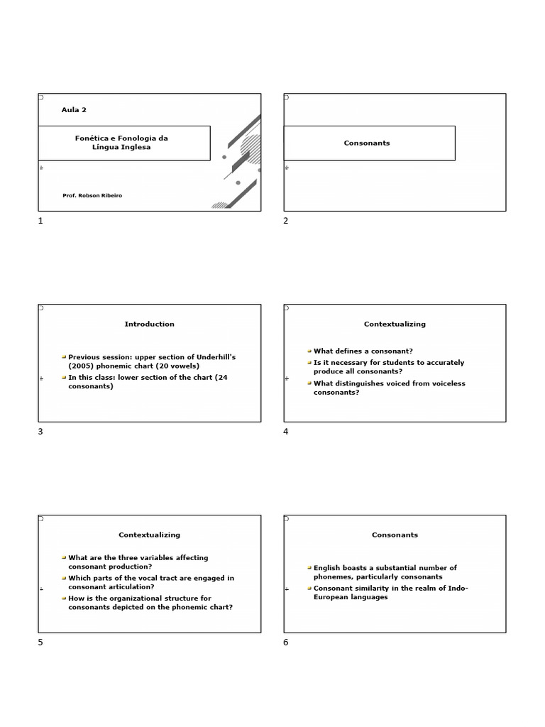 Aula 2 Slides | PDF | Consonant | Linguistics