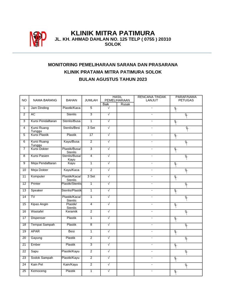 Monitoring Sarpras | PDF