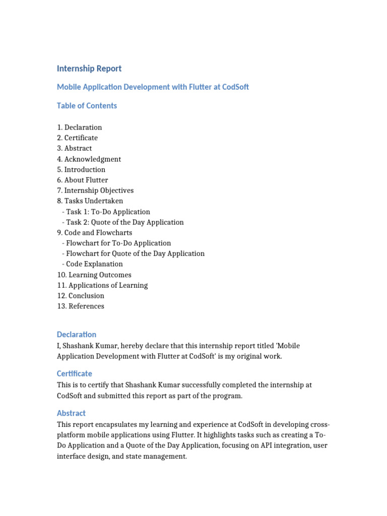 Internship Report Detailed | PDF | Application Software | Mobile App