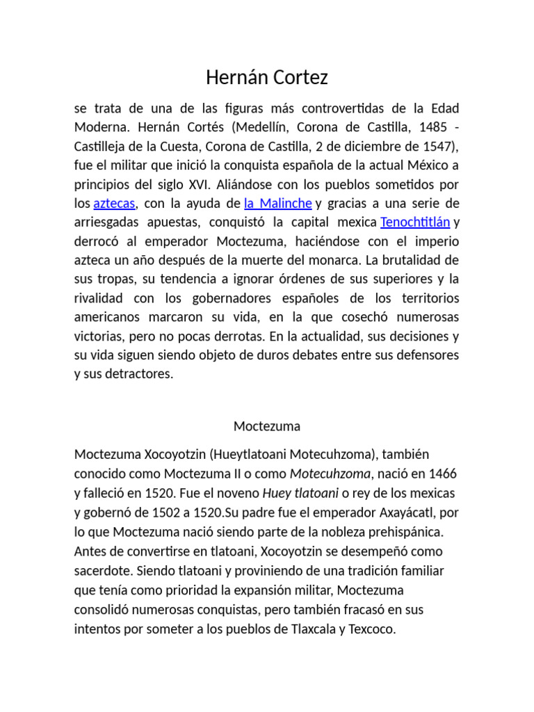 Hernán Cortés y Moctezuma: Conquista y Poder | PDF