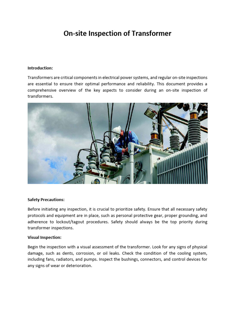On Site Transformer Inspection | PDF