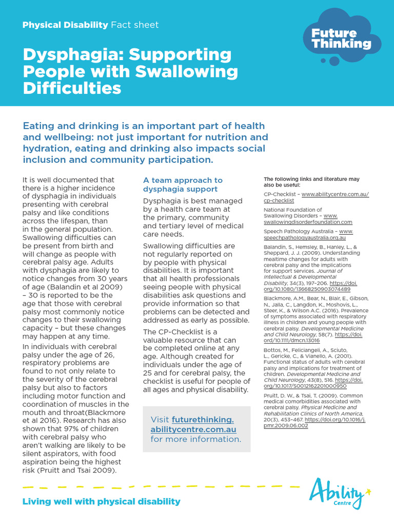 Dysphagia - Supporting People With Swallowing Difficulties | PDF ...