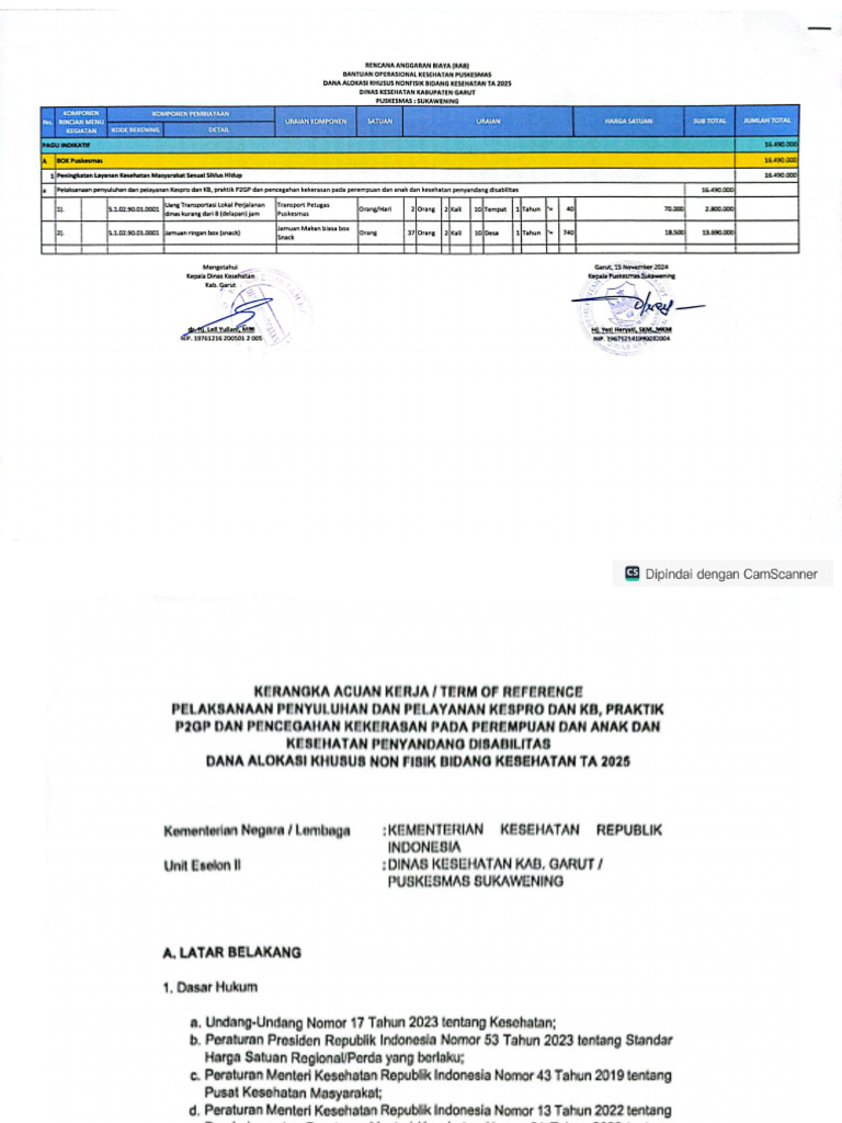 Rab Dan Tor Pelaksanaan Penyuluhan Dan Pelayanan Kespro Dan KB | PDF