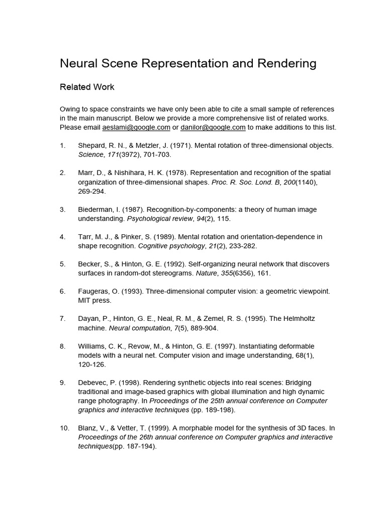 Neural Scene Representation Insights | PDF | Computer Vision | 3 D ...