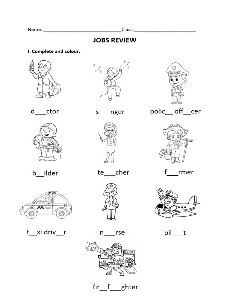 Jobs Review Worksheet for Kids | PDF