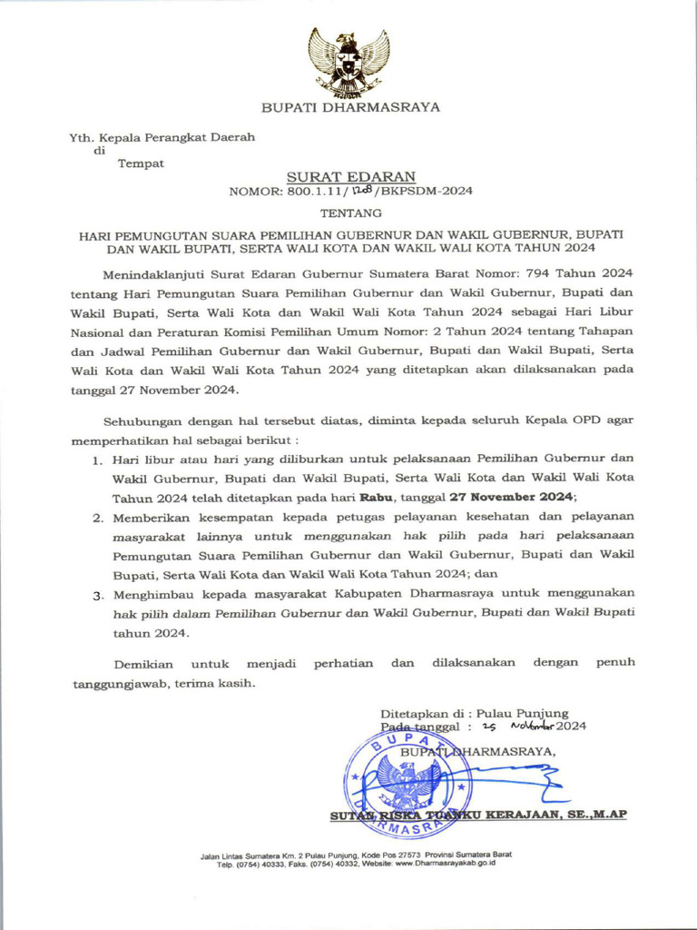 Edaran Libur Pilkada | PDF