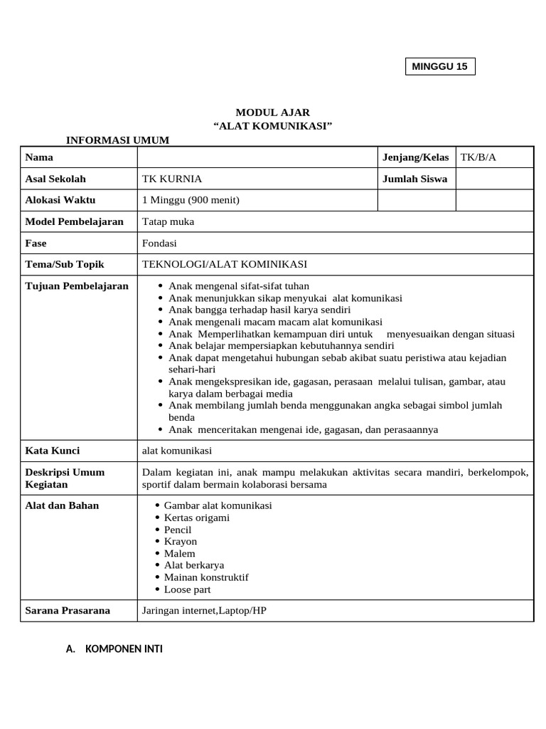 Modul Ajar Minggu Ke 15 | PDF