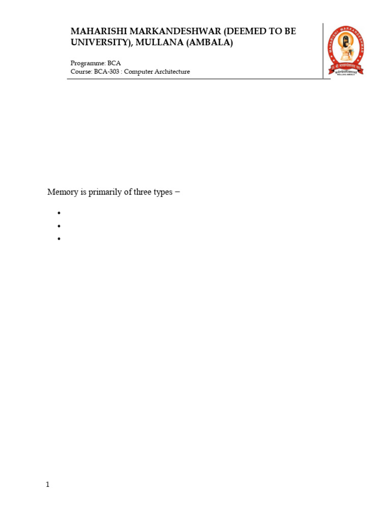 Unit 4 Ca Memory Pdf Random Access Memory Computer Data Storage 6057