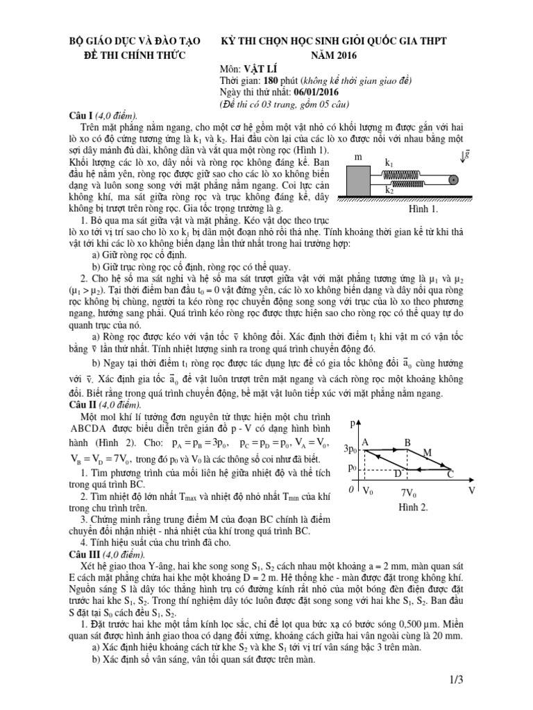 Đề VPHO 2015-2016 Ngày 1 | PDF