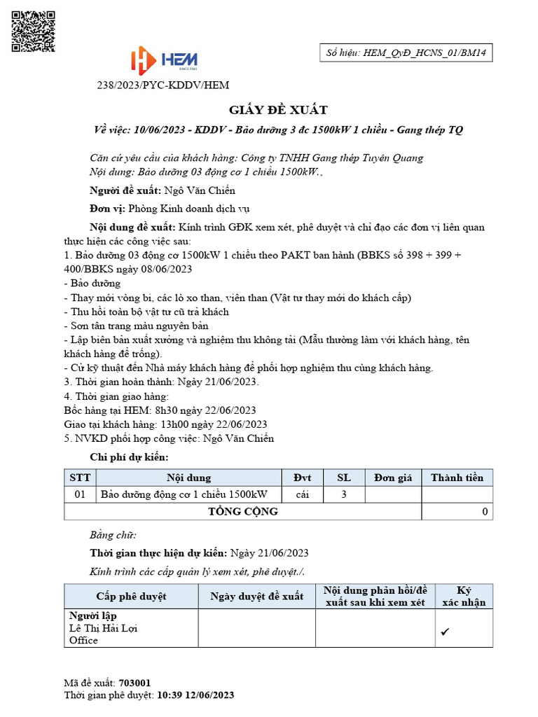 Pyc Bao Duong 3 DC 1500kw 1 Chieu Gang Thep TQ | PDF