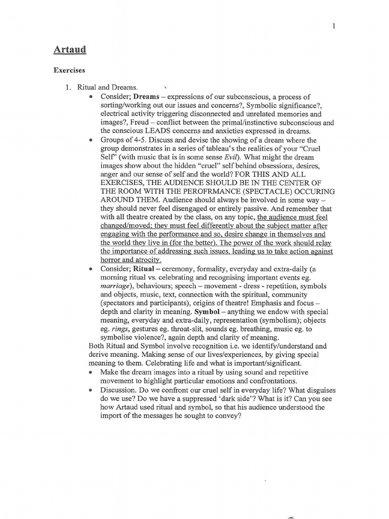 Artaud Activities | PDF