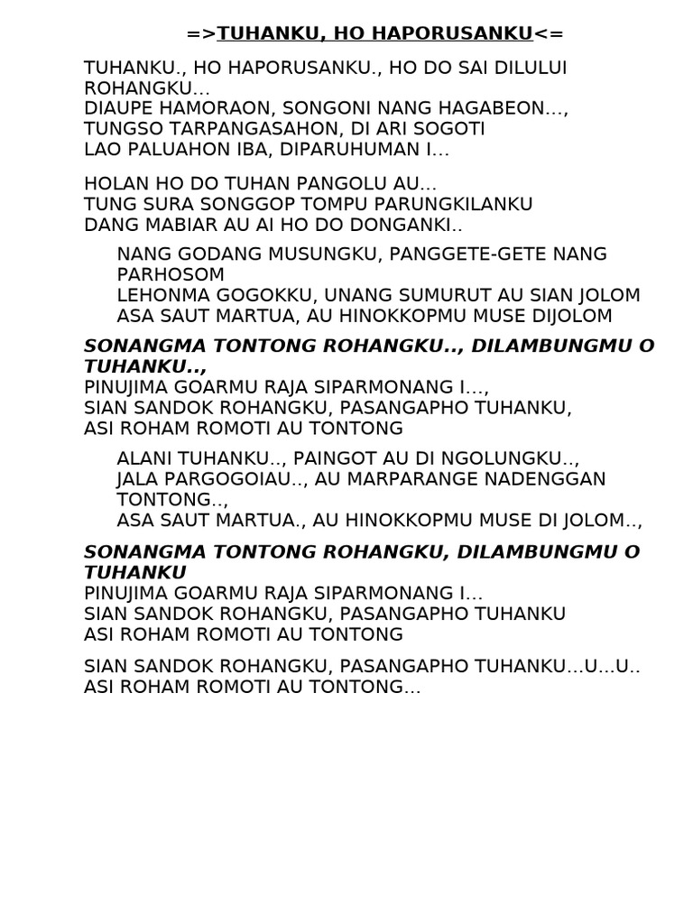 Tuhanku Ho Haporusanku | PDF