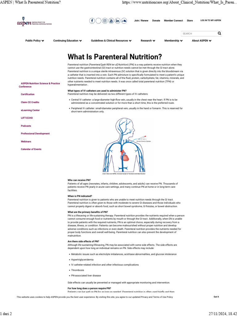 ASPEN - What Is Parenteral Nutrition | PDF | Intravenous Therapy | Pharmacy