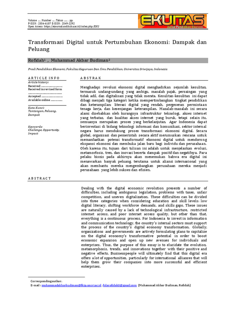Transformasi Digital Untuk Pertumbuhan Ekonomi Dampak Dan Peluang Pdf