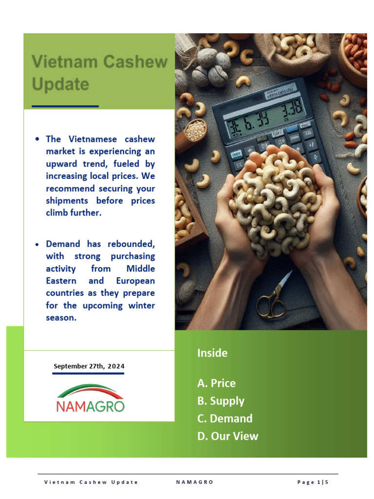 Namagro Weekly Vietnam Cashew Report September 27 | PDF | Vietnam ...