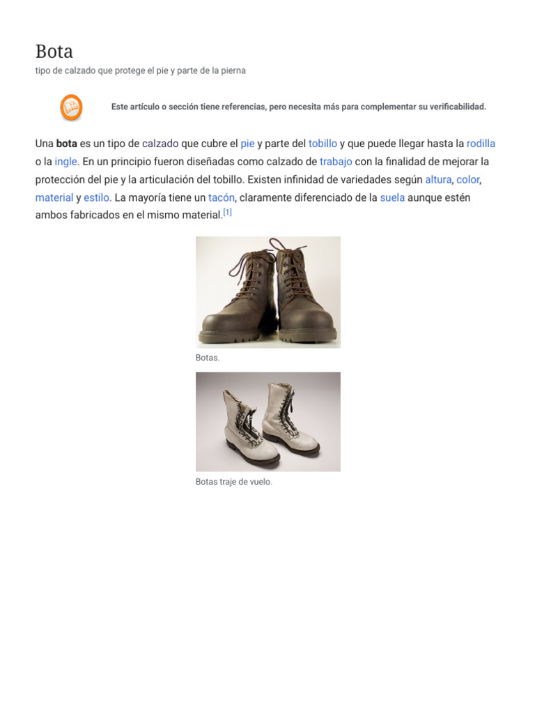 Bota - Wikipedia, La Enciclopedia Libre | PDF | Bota | Softlines (venta ...