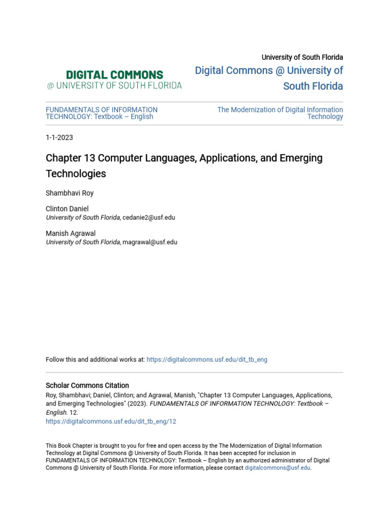 Chapter 13 Computer Languages Applications and Emerging Technol | PDF ...