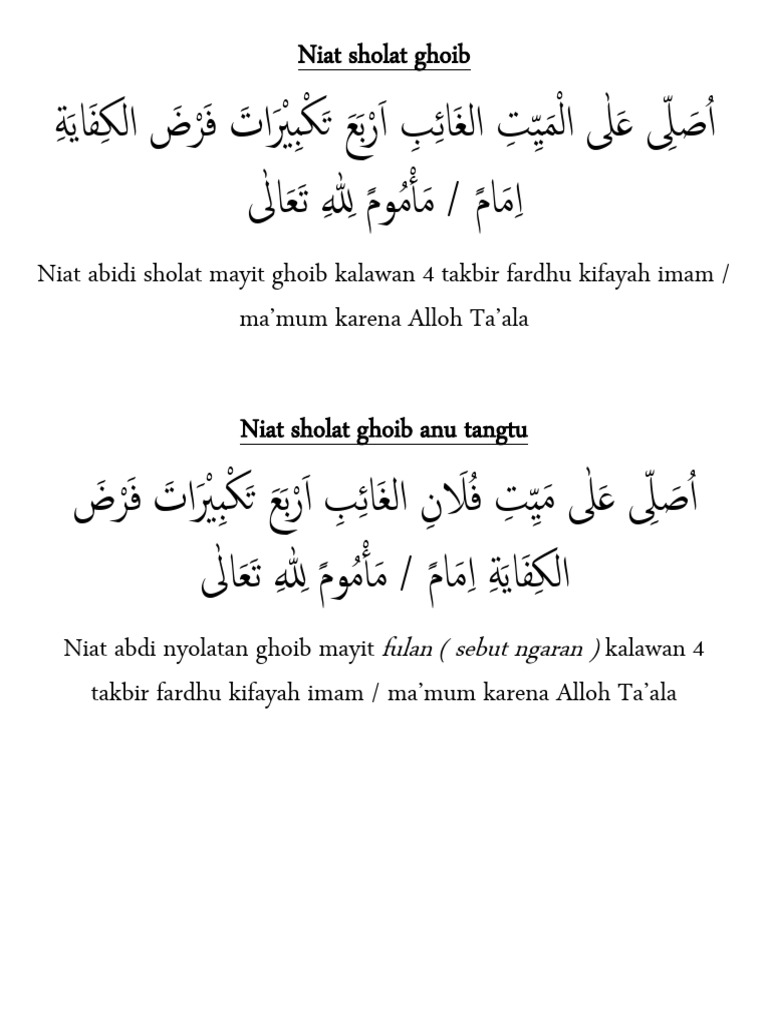Niat Sholat Ghoib | PDF