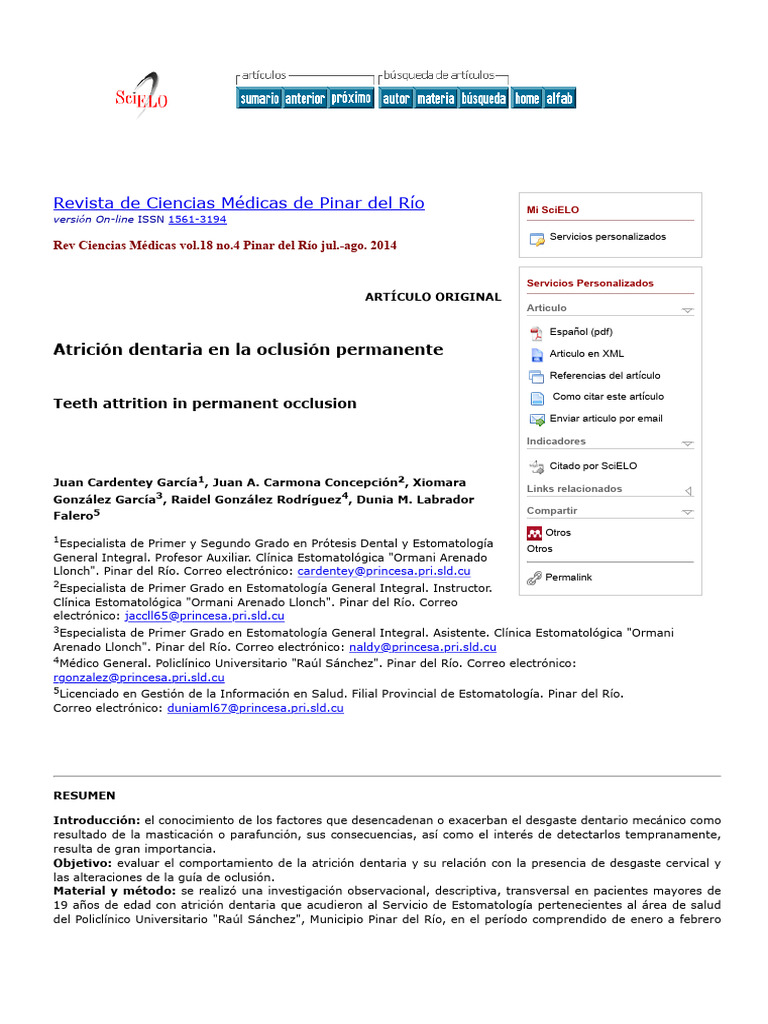 Atrición Dentaria en La Oclusión Permanente | PDF | Odontología