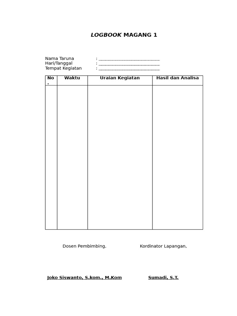 Logbook Magang 1 | PDF