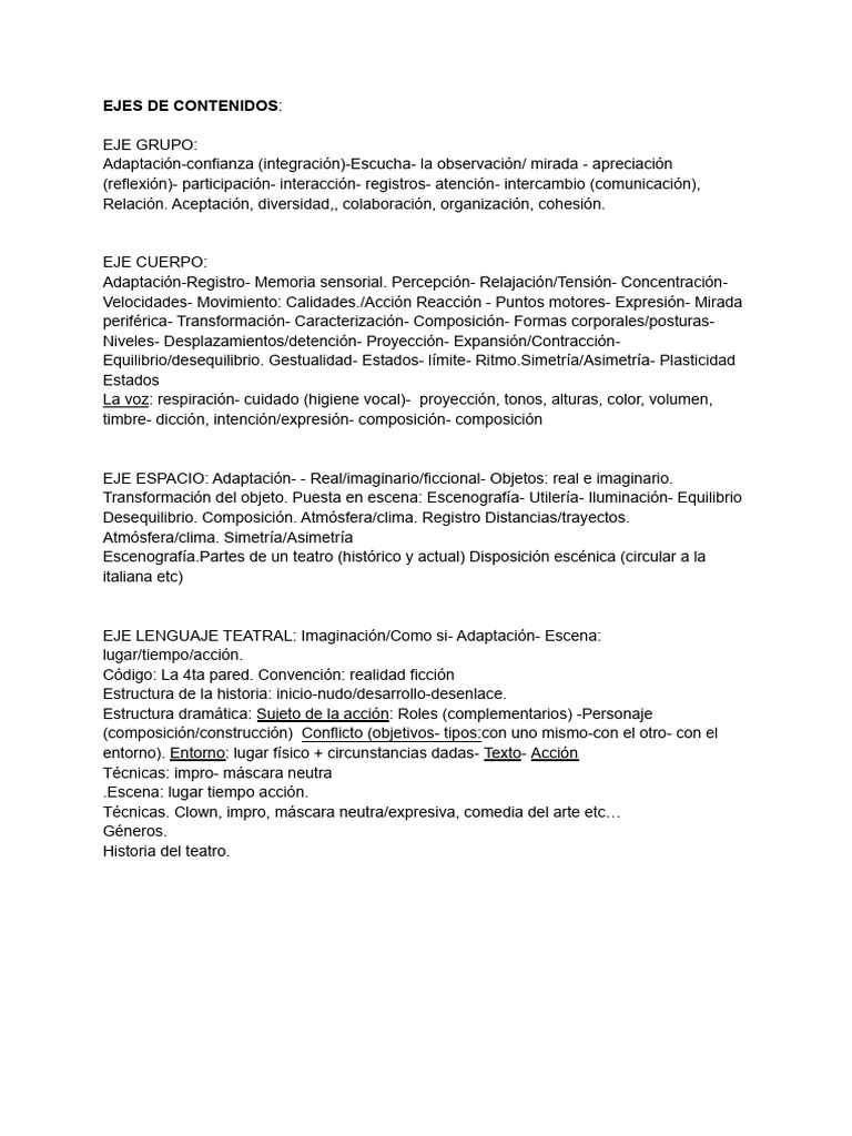 Ficha 5 Ejes de Contenidos | PDF