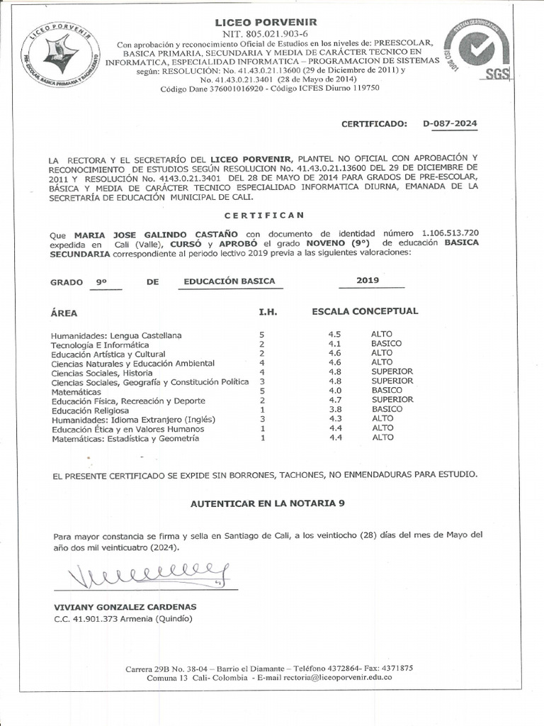Cert Estudios Maria Jose | PDF