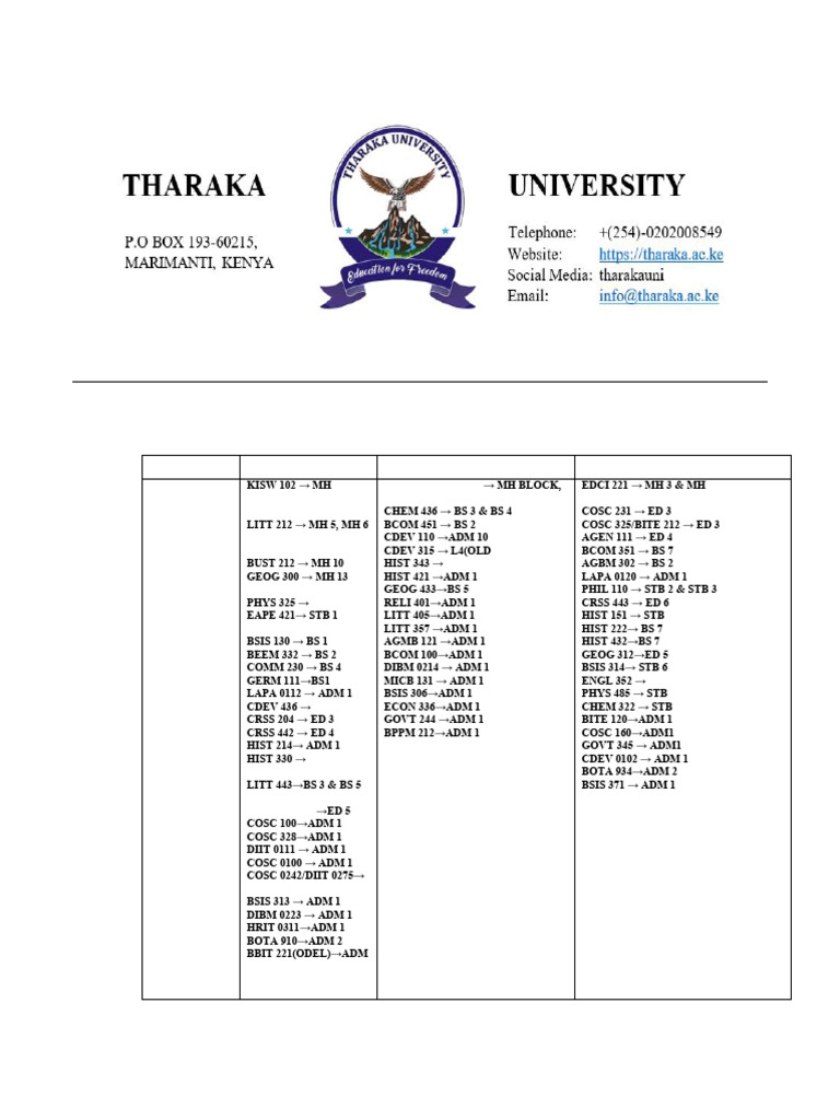 TUN Exam Timetable: Dec 2-17, 2024 | PDF