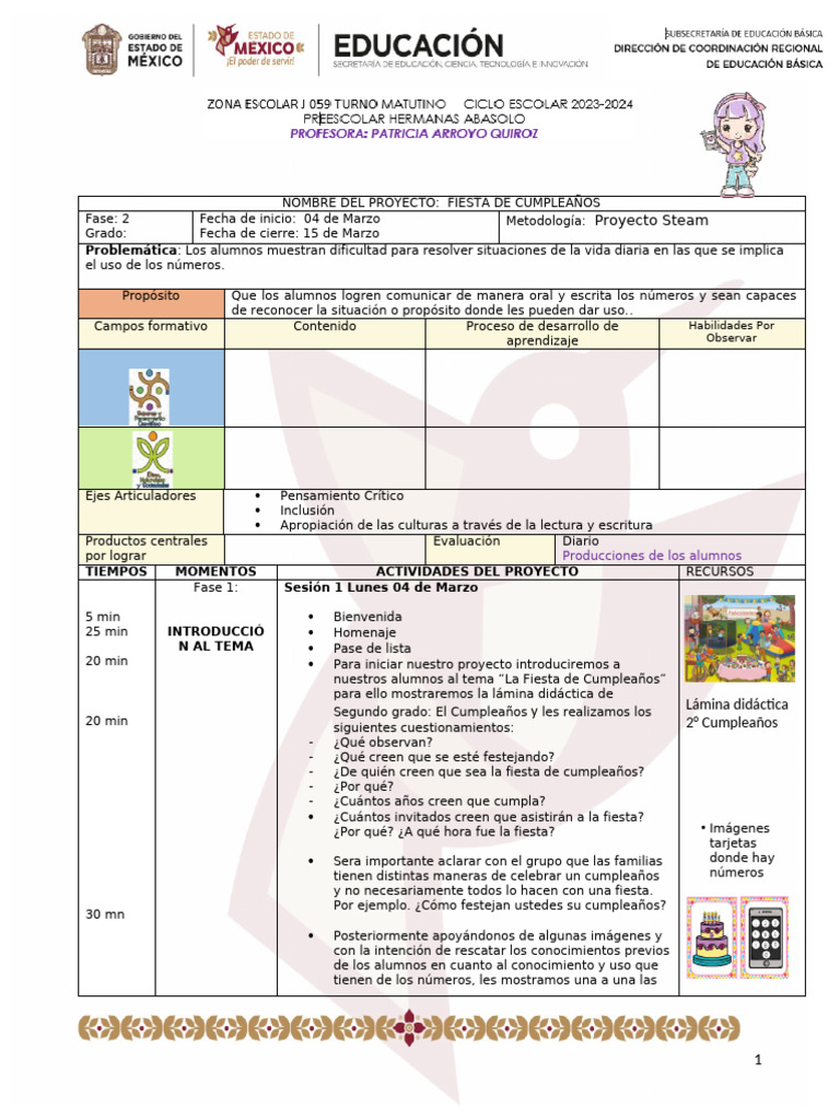 Proyecto de Fiesta de Cumpleaños STEAM | PDF | Cumpleaños | Evaluación