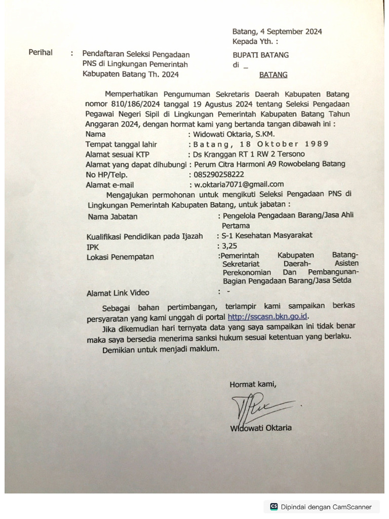 Lamaran Ria Cpns 24 | PDF