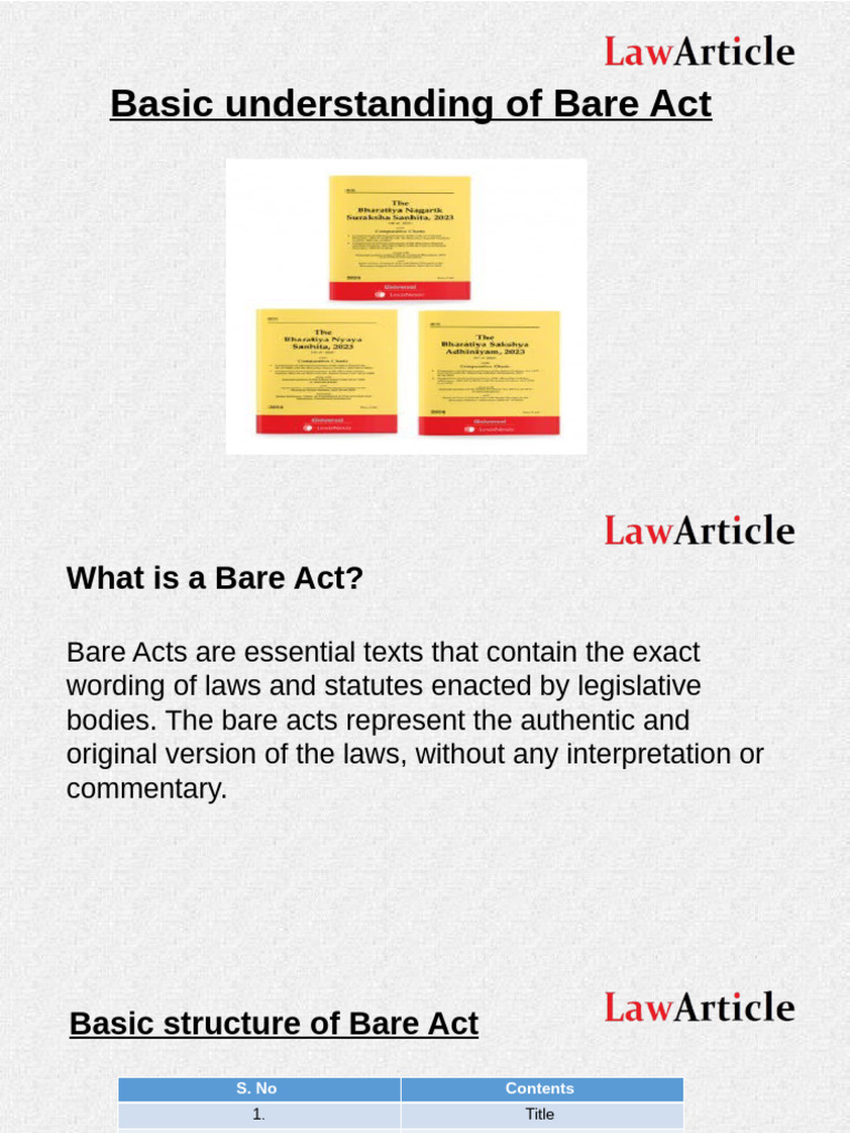 Basic Understanding Bare Act | PDF | Plain Meaning Rule | Constitutional Law
