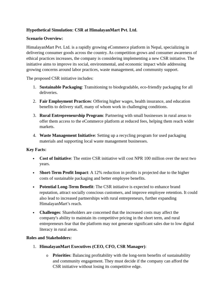Simulation File | PDF | Corporate Social Responsibility | Business