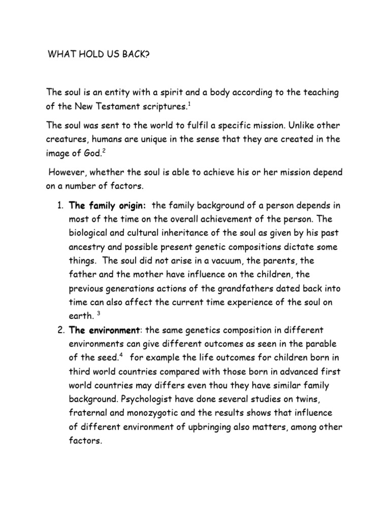 What Holds Us Back | PDF | Soul | Sin
