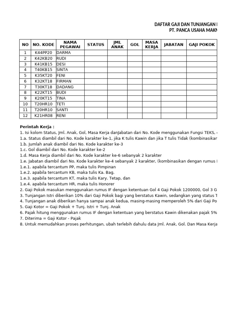 Soal Uas Praktik Ms Excel | PDF