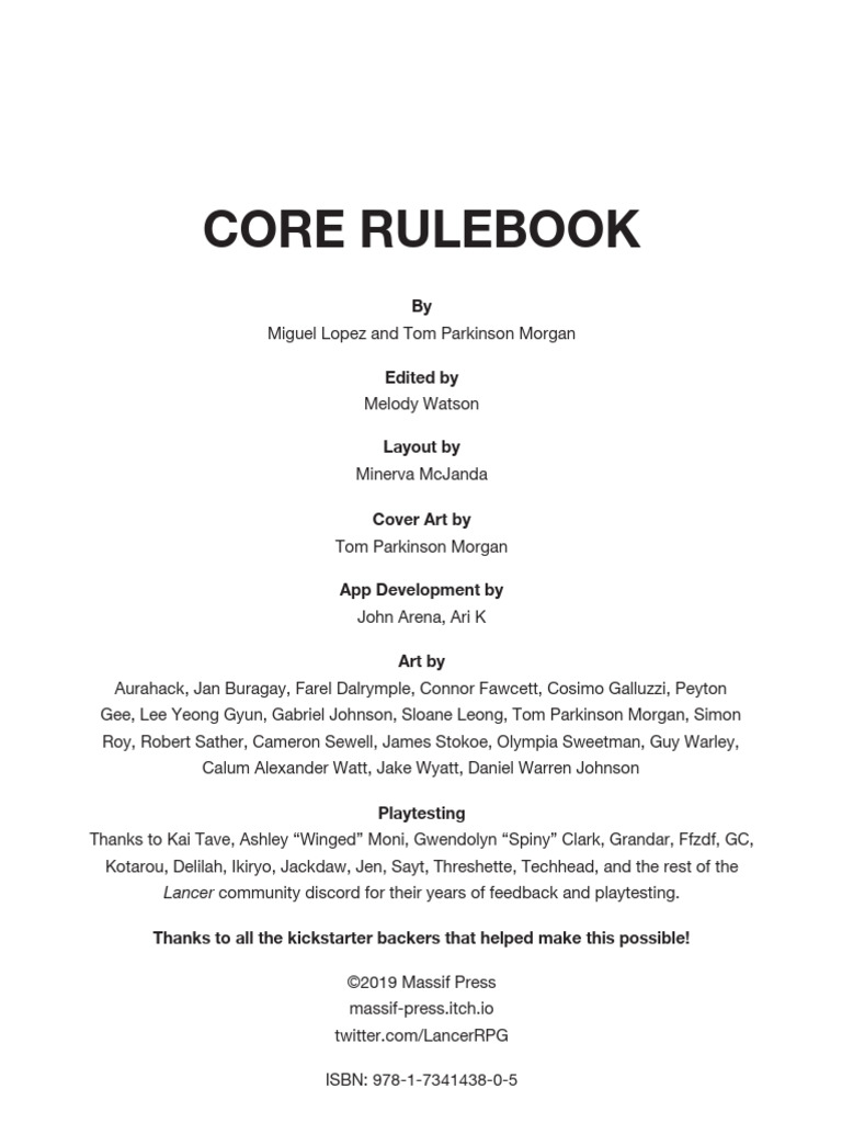 Lancer RPG Core Rulebook Overview | PDF