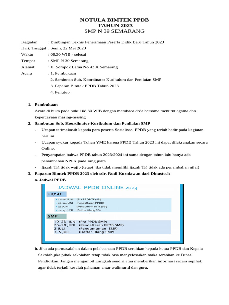Bimtek PPDB 2023 | PDF